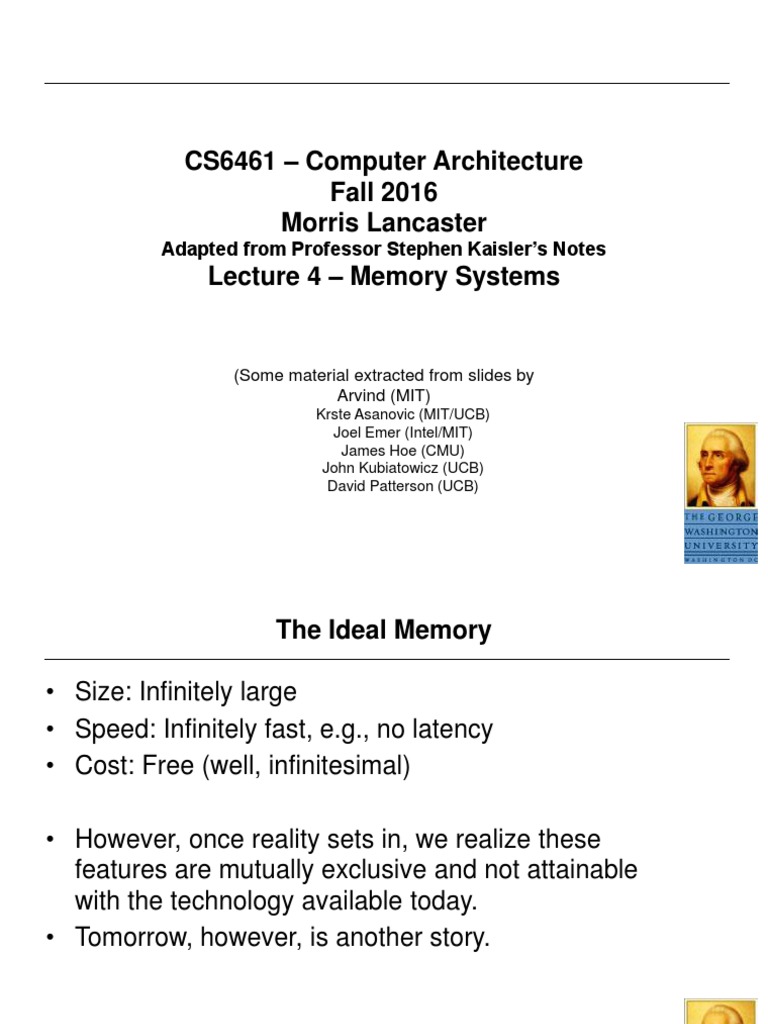 CS6461 - Computer Architecture Fall 2016 Morris Lancaster - Memory Systems | PDF | Cpu Cache ...