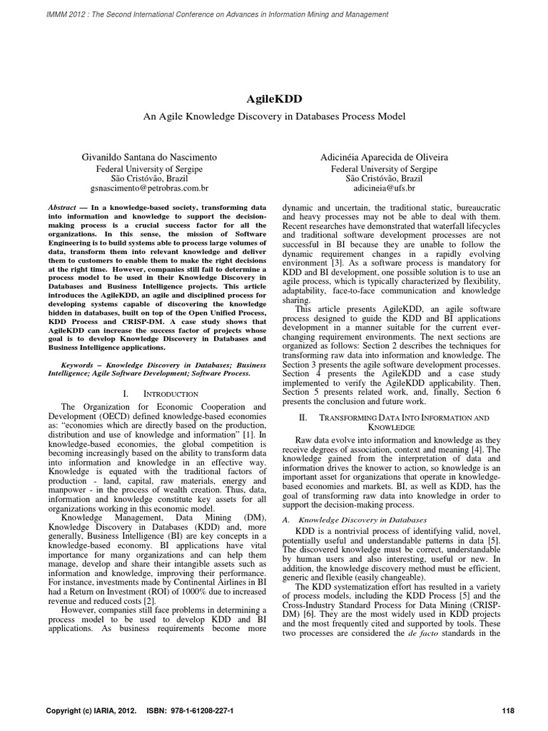 AgileKDD An Agile Knowledge Discovery in Databases Process Model | PDF | Data Mining | Software ...