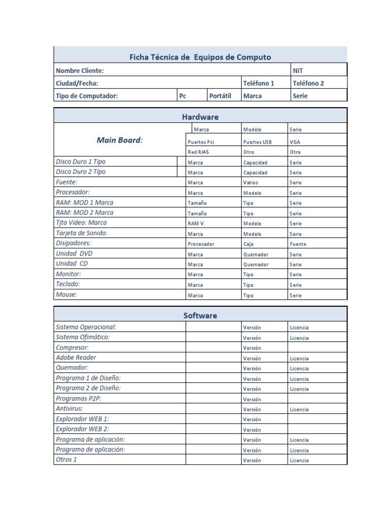 Ficha Técnica de Equipos de Computo | PDF | Red de computadoras ...
