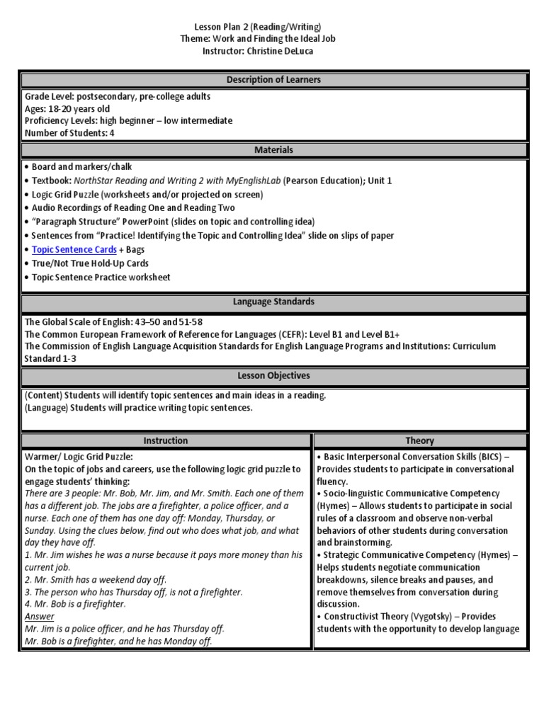 Sample Lesson Plan 2 | PDF | Second Language | Constructivism ...