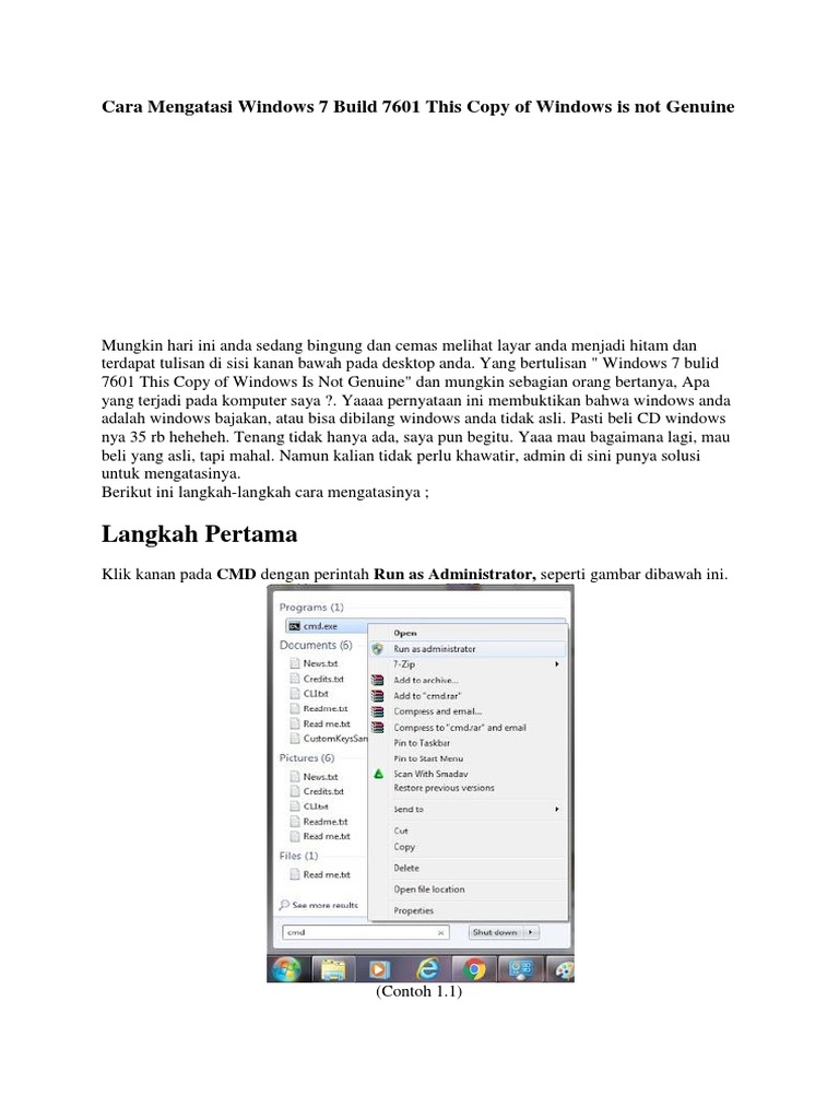 Cara Mengatasi Windows 7 Build 7601 This Copy of Windows Is Not Genuine ...