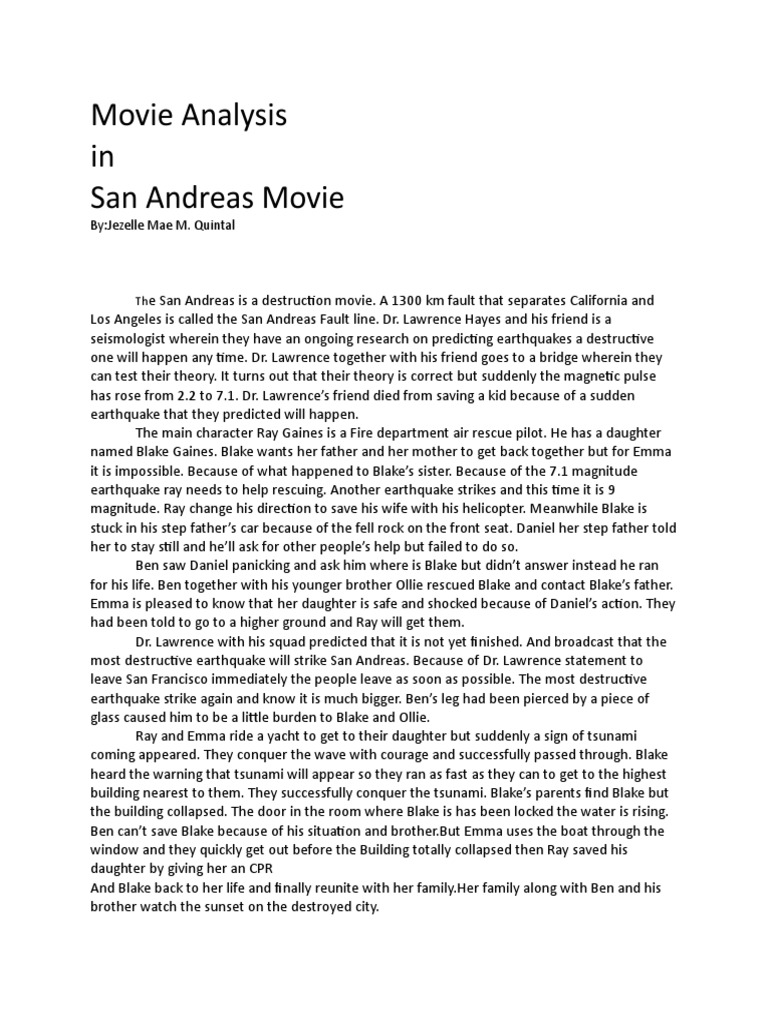 Movie Analysis in San Andreas Movie: By:Jezelle Mae M. Quintal | PDF ...