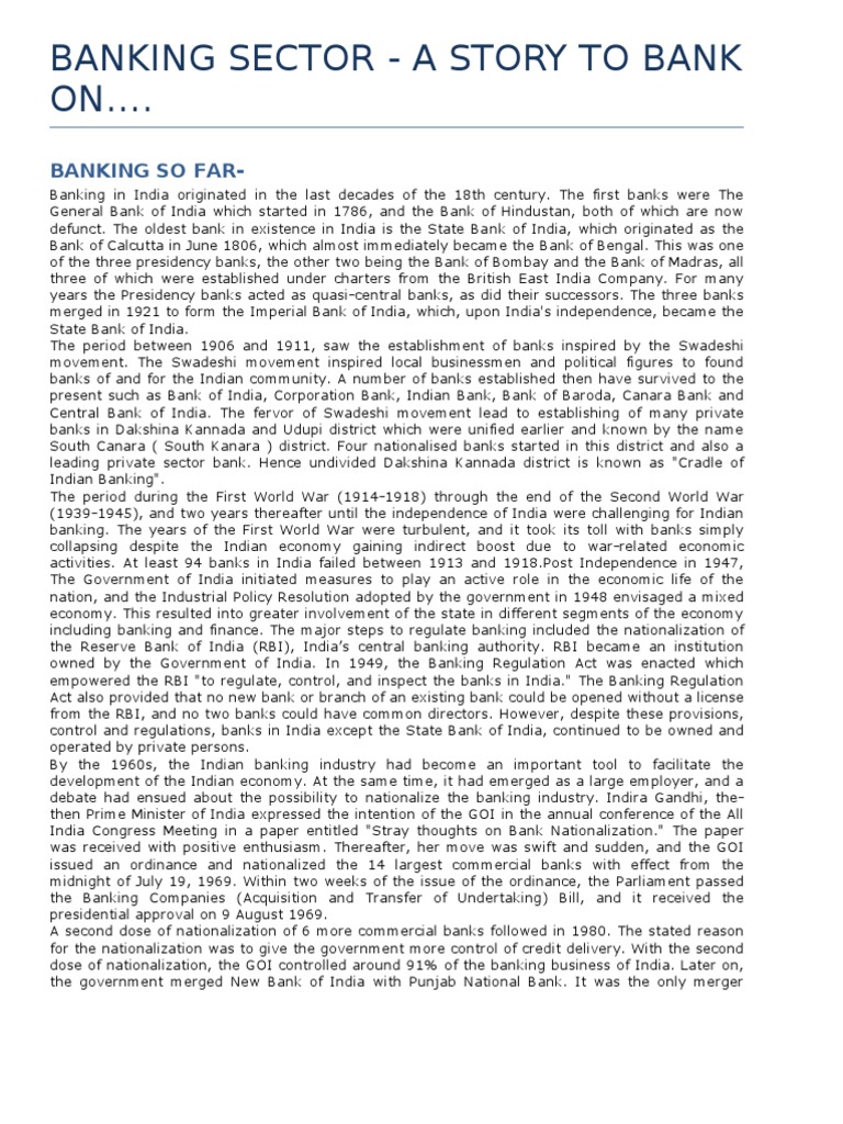 Banking Sector-Industry Analysis | PDF | Reserve Bank Of India | Banks