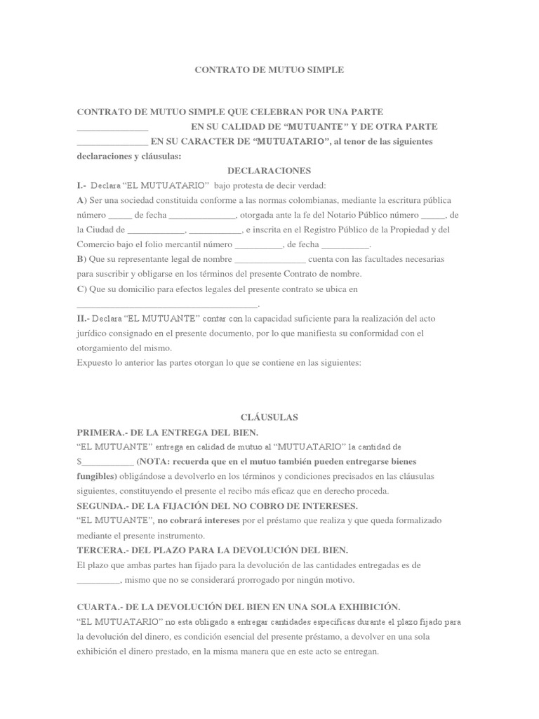 Contrato de Mutuo Simple | PDF | Justicia | Crimen y violencia