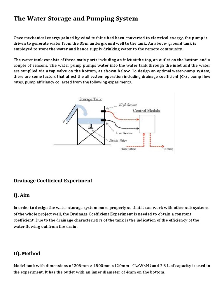 The Water Storage and Pumping System | Download Free PDF | Pump | Mass