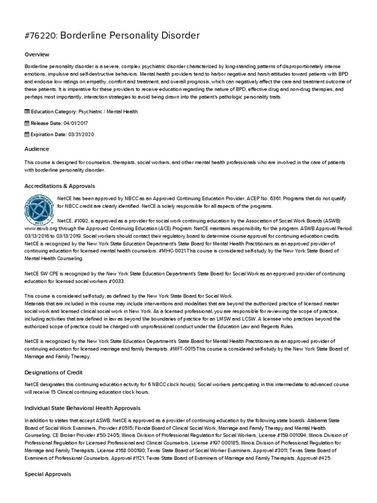 76220 Borderline Personality Disorder | Attachment Theory | Borderline ...