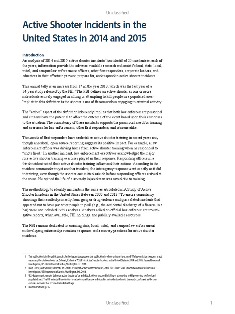 Active Shooter Incidents 2014-2015 Analysis | PDF | Rizwan Farook And ...
