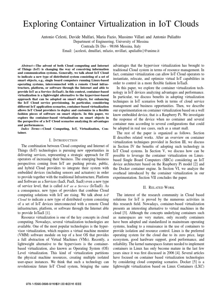 Exploring Container Virtualization in IoT Clouds | PDF | Virtual ...