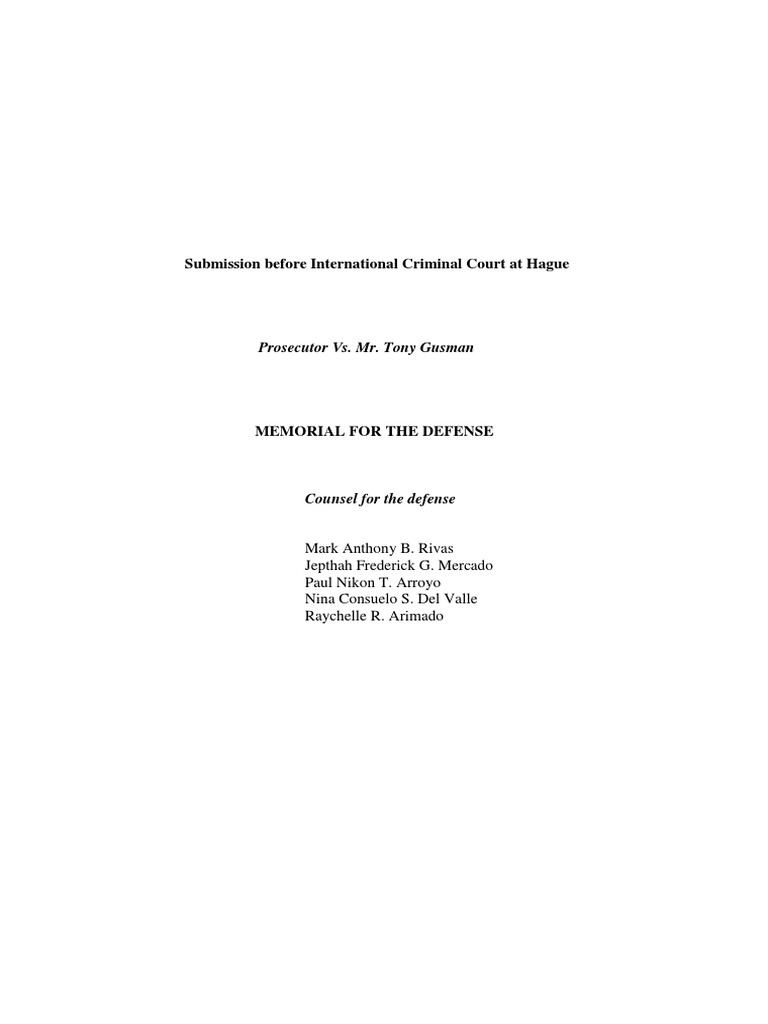 ICC Defense: Tony Gusman Case | PDF | Burden Of Proof (Law ...