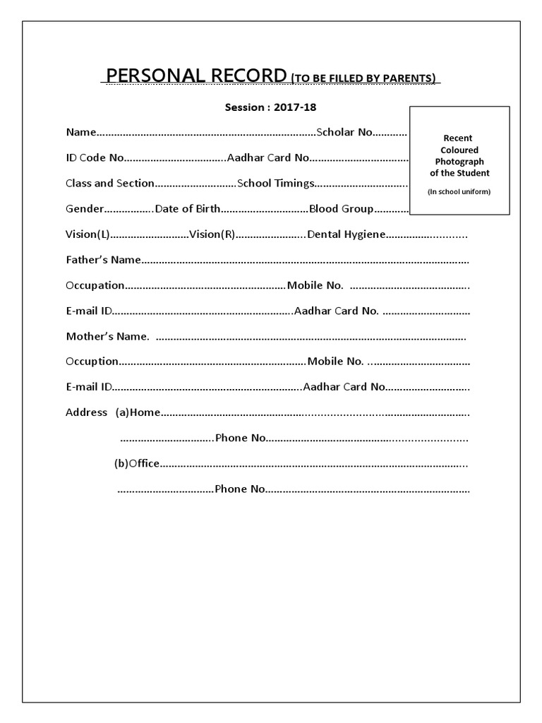 Personal Record | PDF | Games & Activities