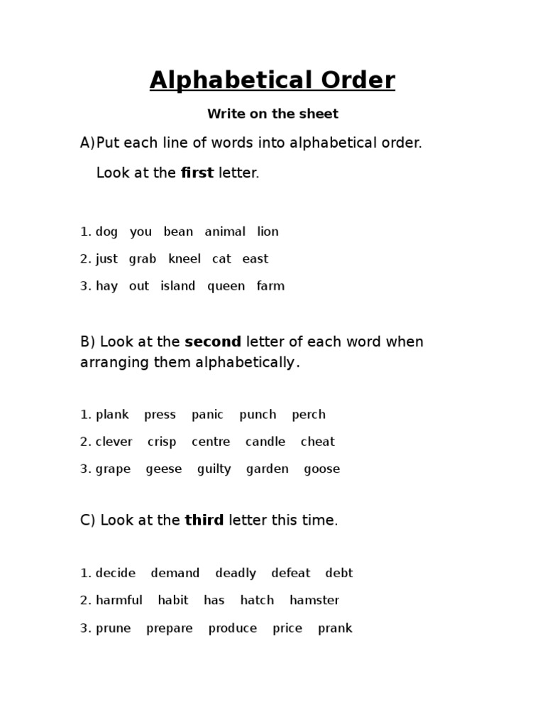 Alphabetical Order | PDF