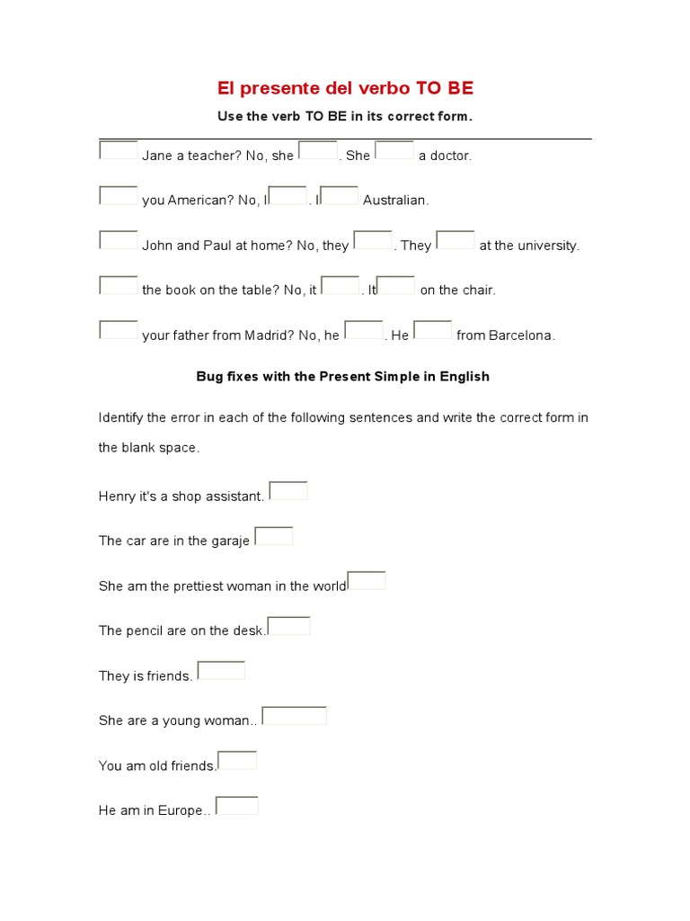 Present Simple & Verb "To Be" Practice | PDF