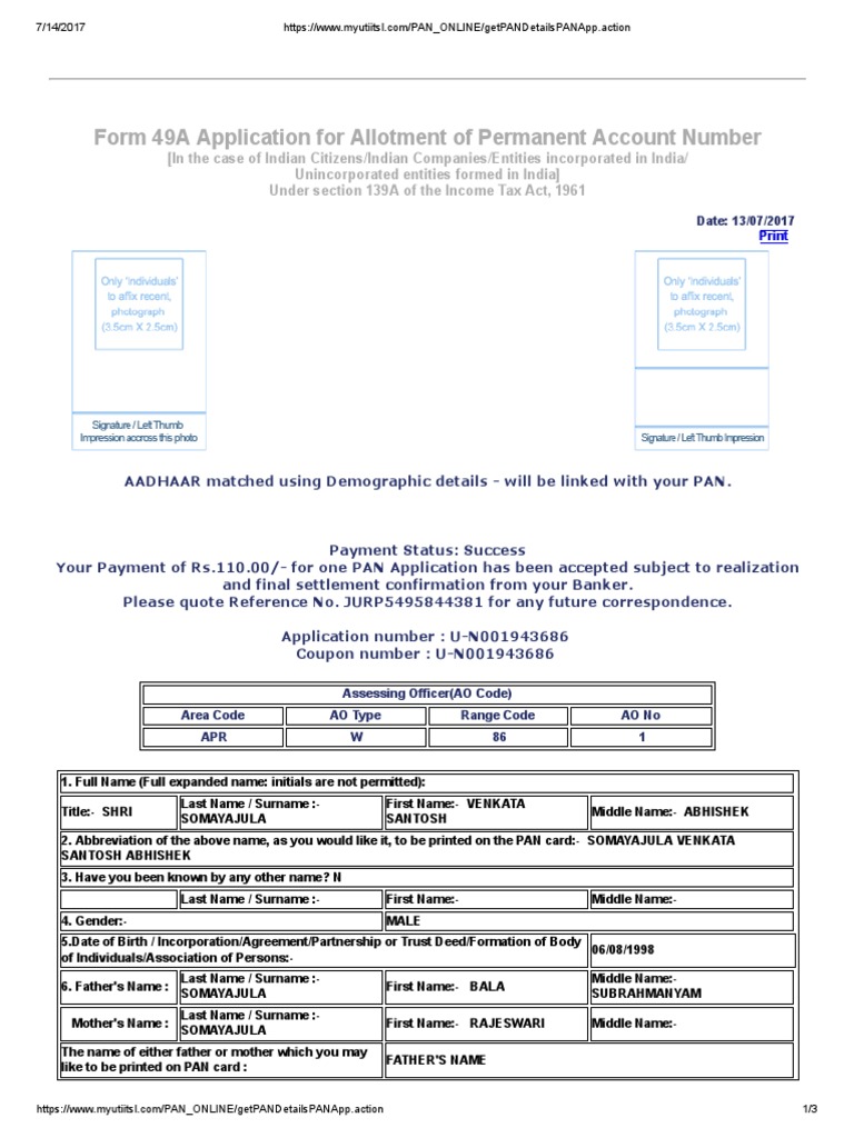Santosh Pan Card Application PDF | PDF | Government Finances ...