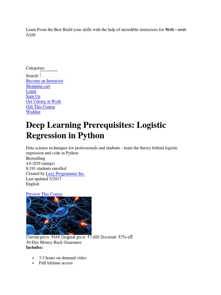 Deep Learning Prerequisites: Logistic Regression in Python | Download ...