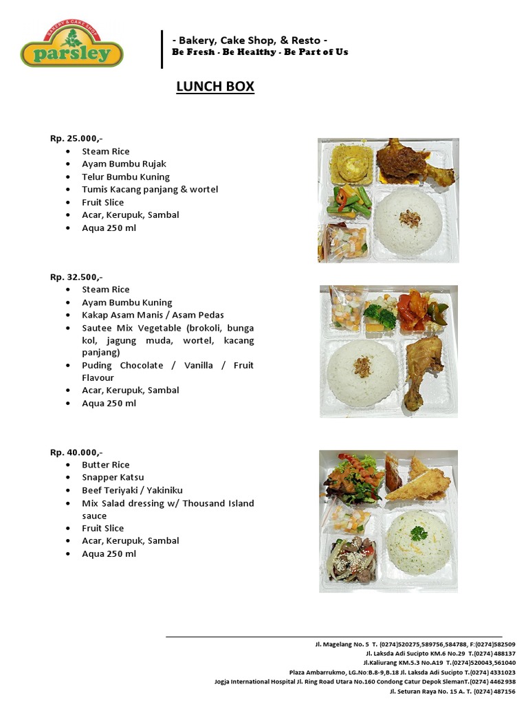 Lunch Box: - Bakery, Cake Shop, & Resto | PDF