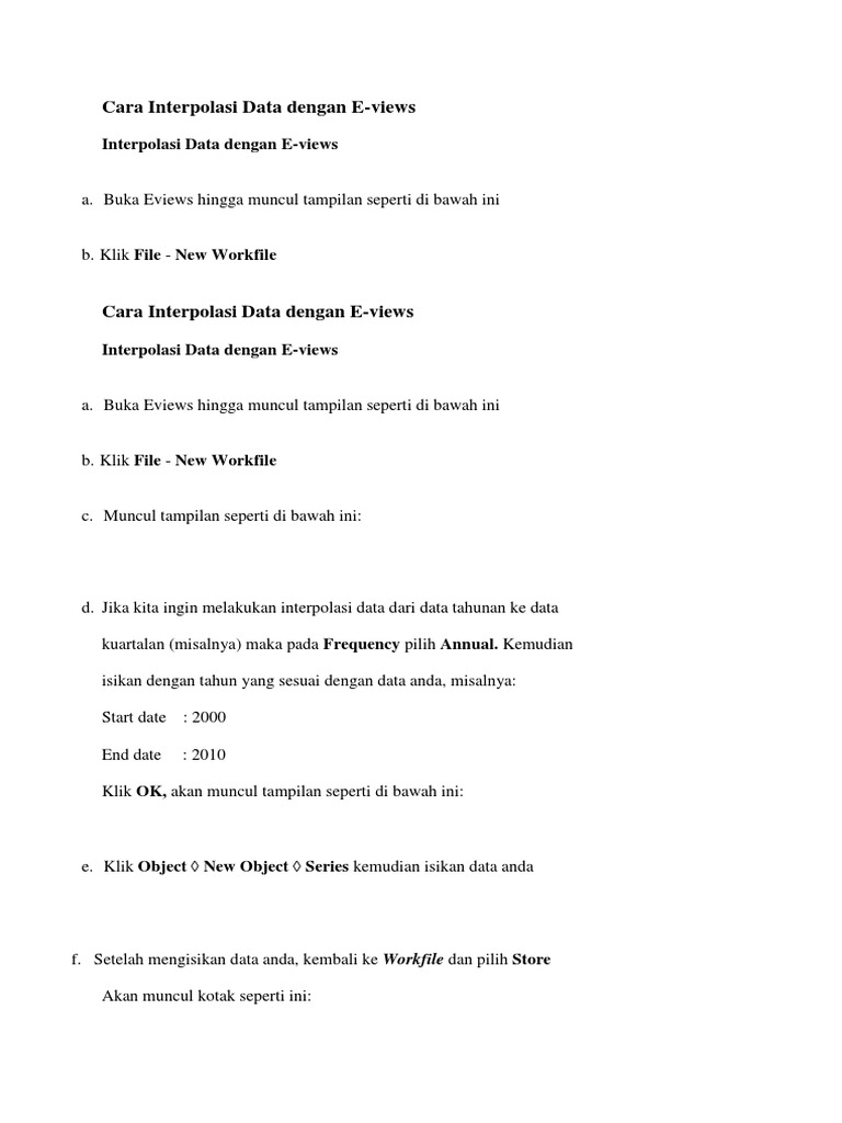 Cara Interpolasi Data Dengan Eviews | PDF