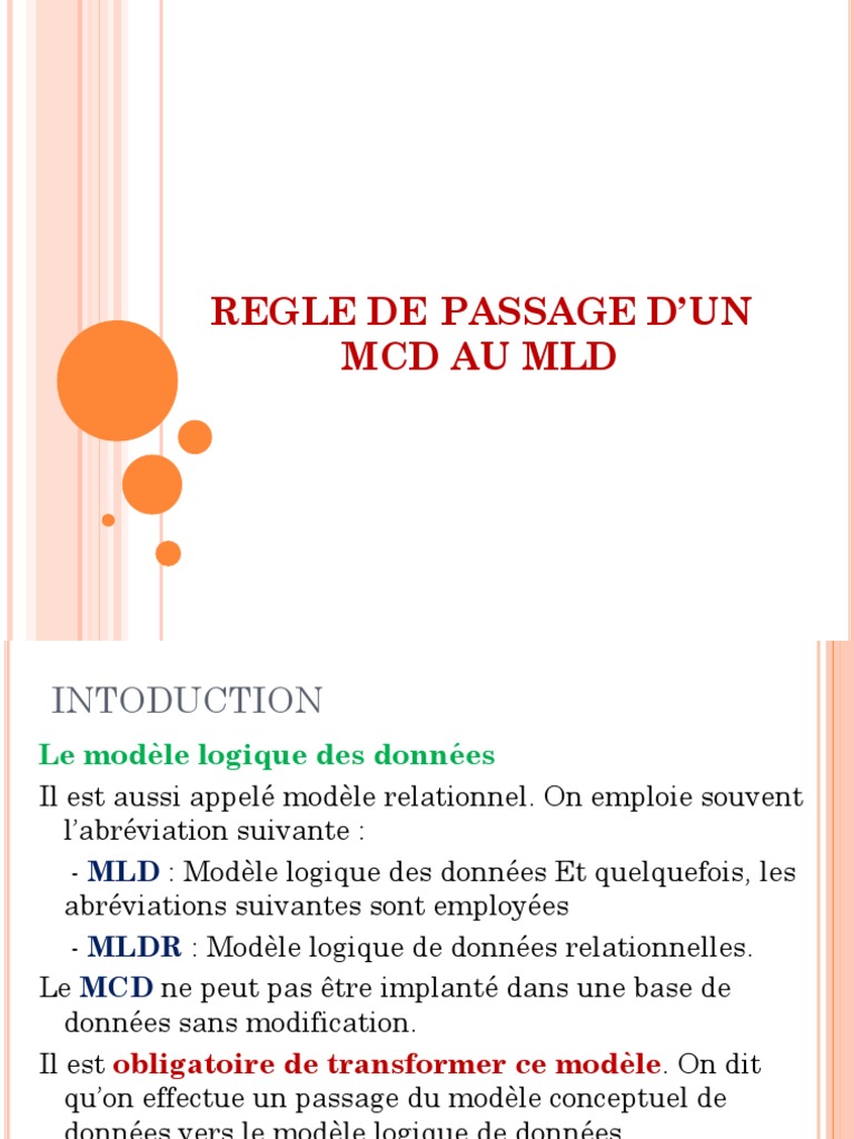 Regle de Passage D'un MCD Au MLD | PDF | Base de données relationnelle | Données