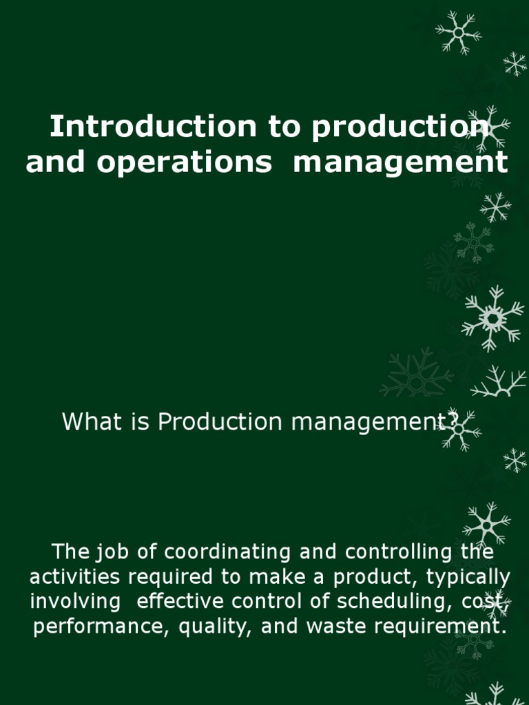 Overview of Production Management | PDF | Operations Management ...