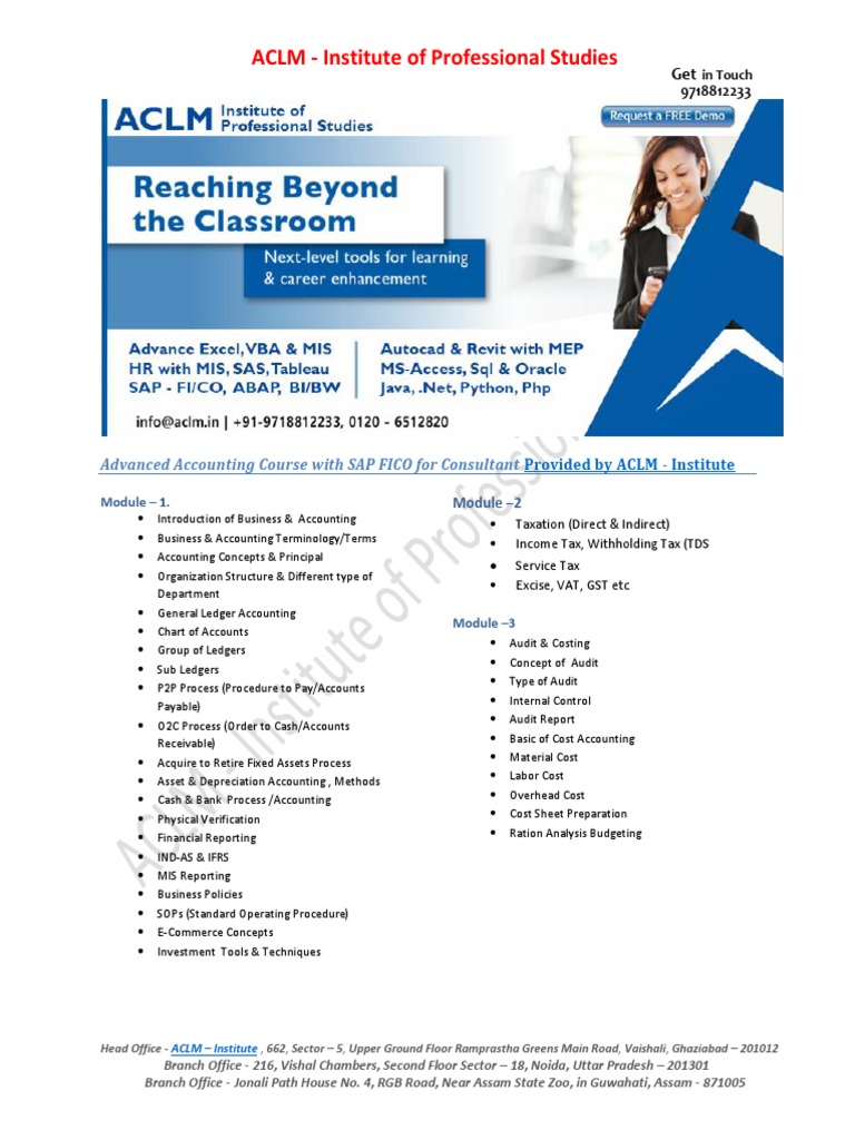 Advanced SAP FICO Course at ACLM | PDF | Accounting | Value Added Tax