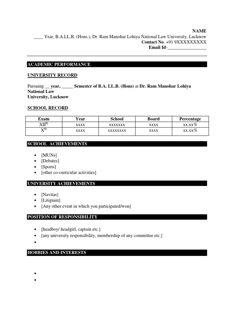 Sample CV 1st Semester | PDF