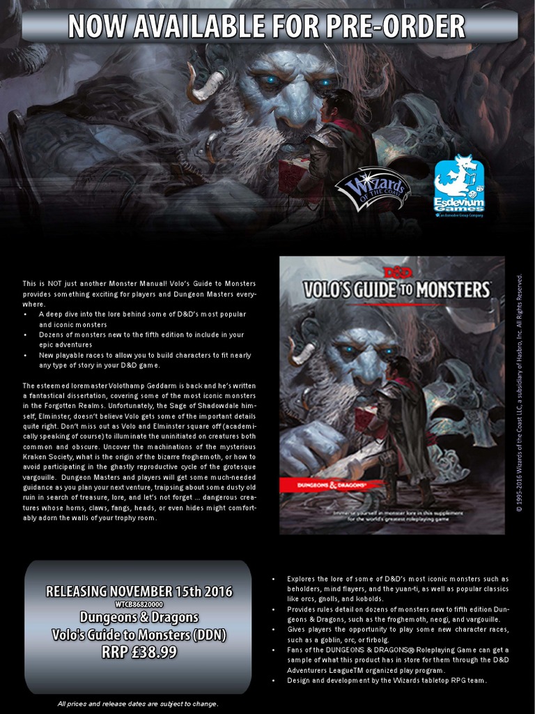 Volo S Guide To Monsters WEB | PDF | Dungeons & Dragons | Dungeons ...