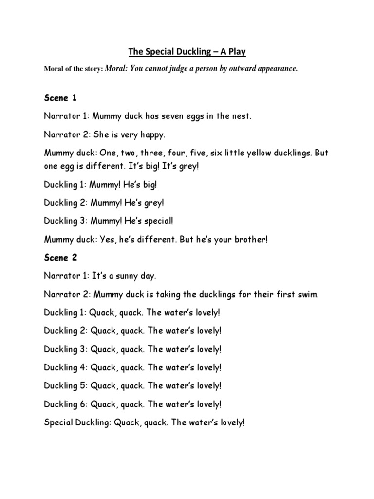 The Special Duckling: A Play Script | PDF | Duck