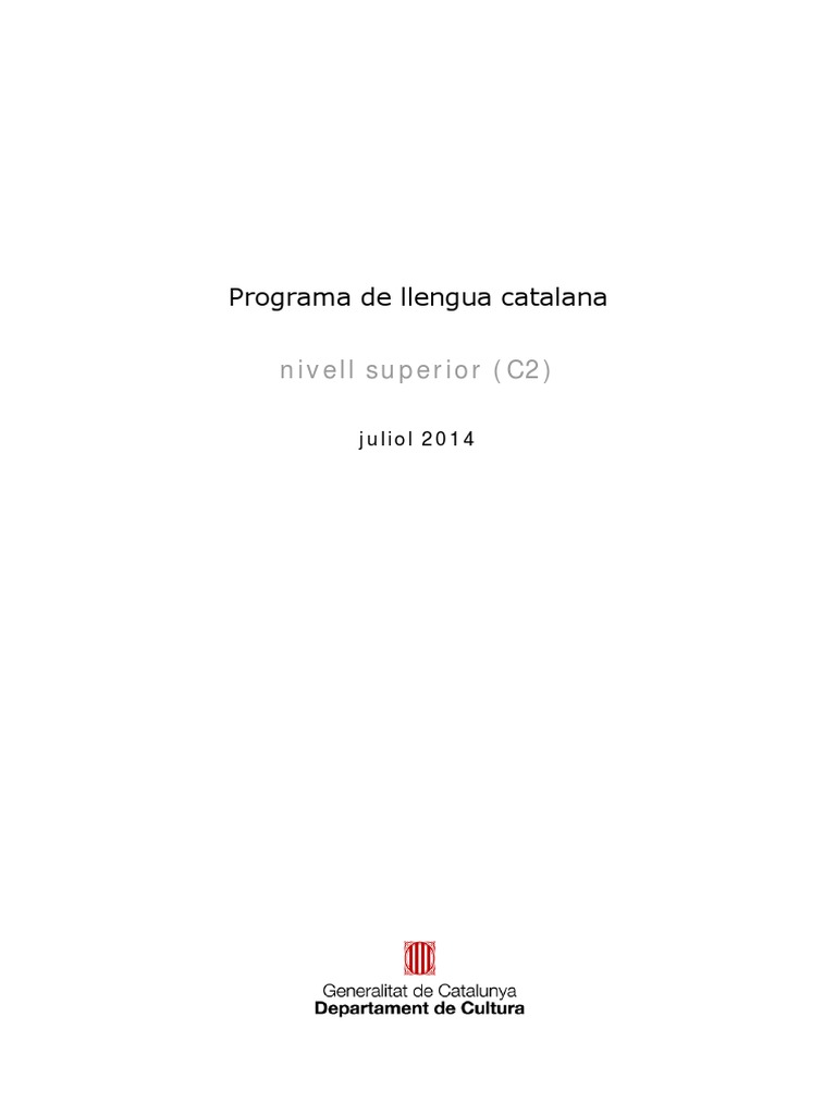 Nivell D Catala Programa Nivell Superior c2 | PDF
