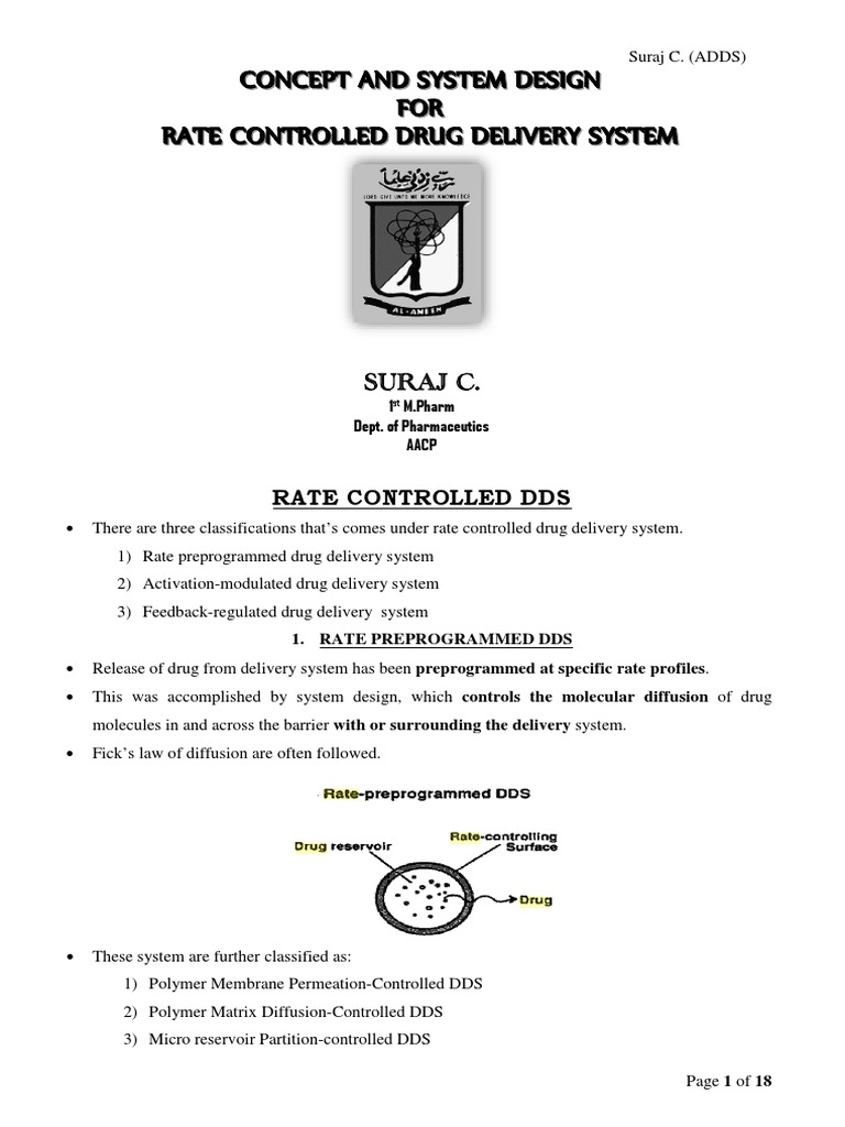 Rate Controlled Drug Delivery Systems (CRDDS) - ORIGINAL | PDF ...