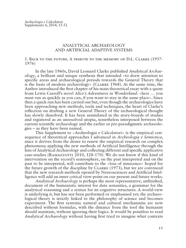 AnAlyticAl ArchAeology and ArtificiAl AdAptive SyStemS | PDF | System | Theory