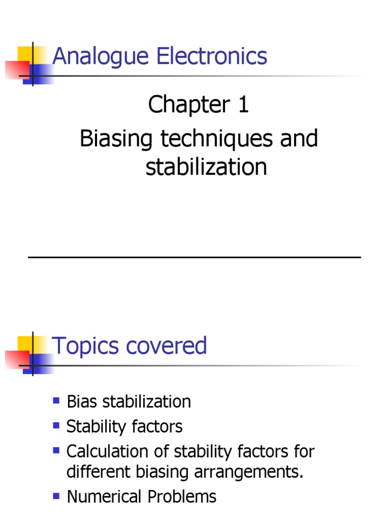 Analogue Electronics: Biasing Techniques and Stabilization | PDF ...