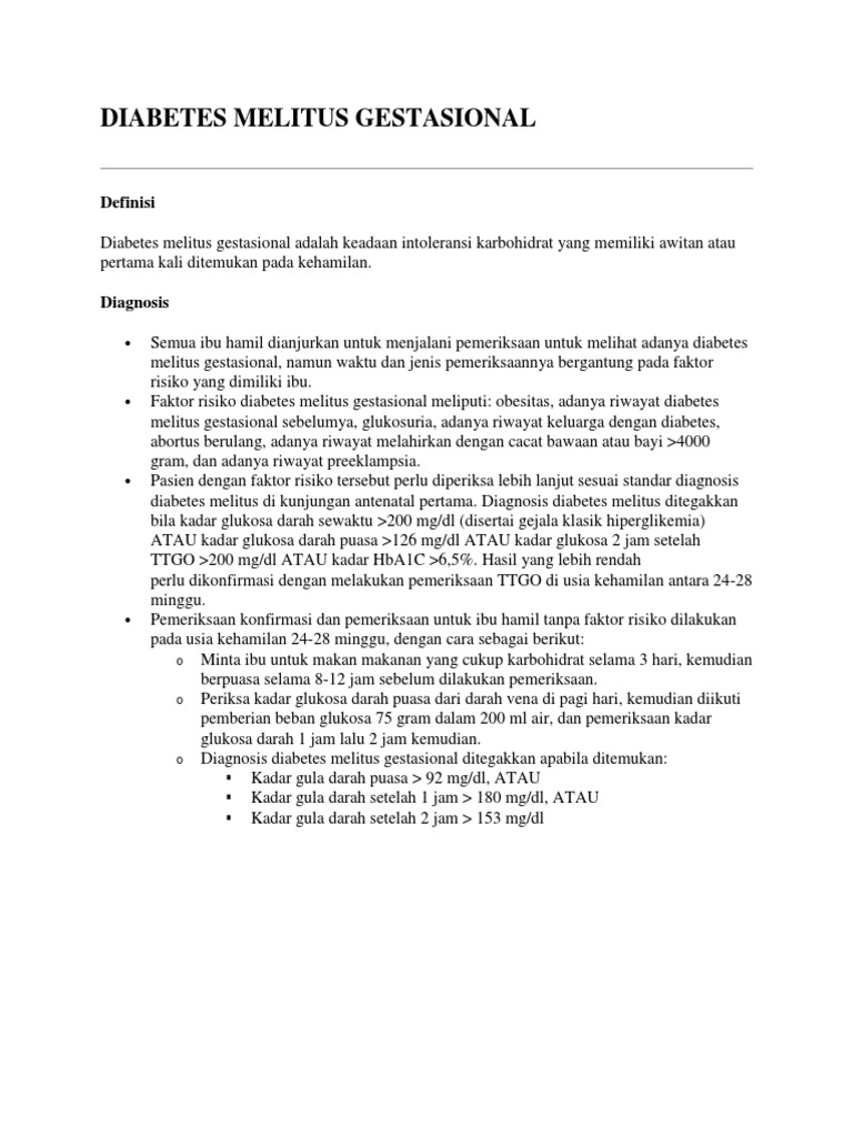 Sop Diabetes Melitus Gestasional | PDF | Kesehatan Holistik | Gaya Hidup