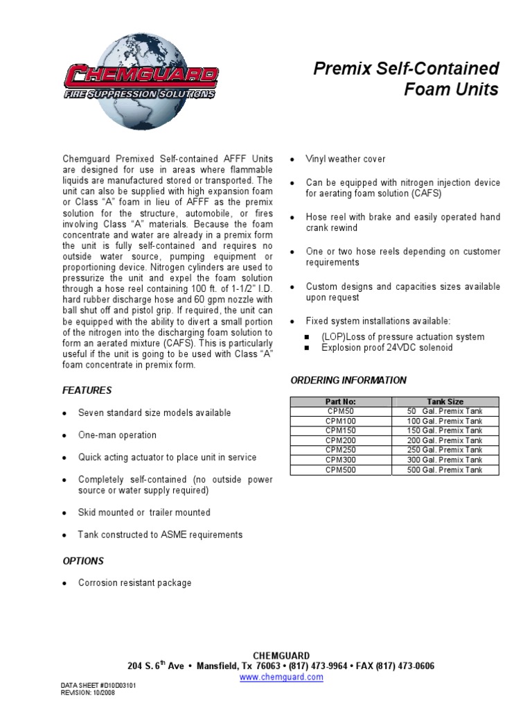 02 Self Contained Fire Suppression Foam Units Rev 5 04 | PDF | Foam ...
