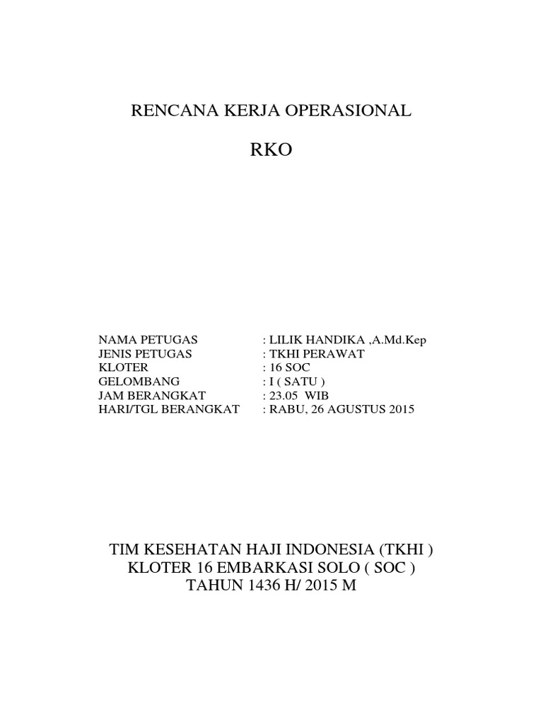 Rencana Kerja Operasional | PDF