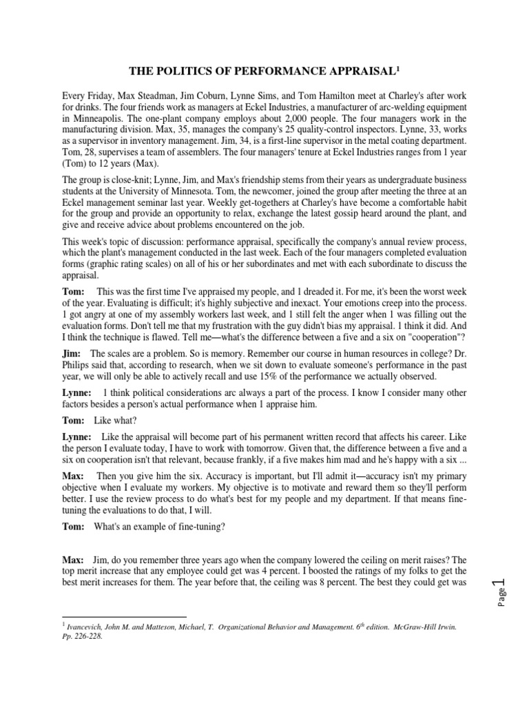 Politics in Performance Appraisal | PDF | Performance Appraisal ...