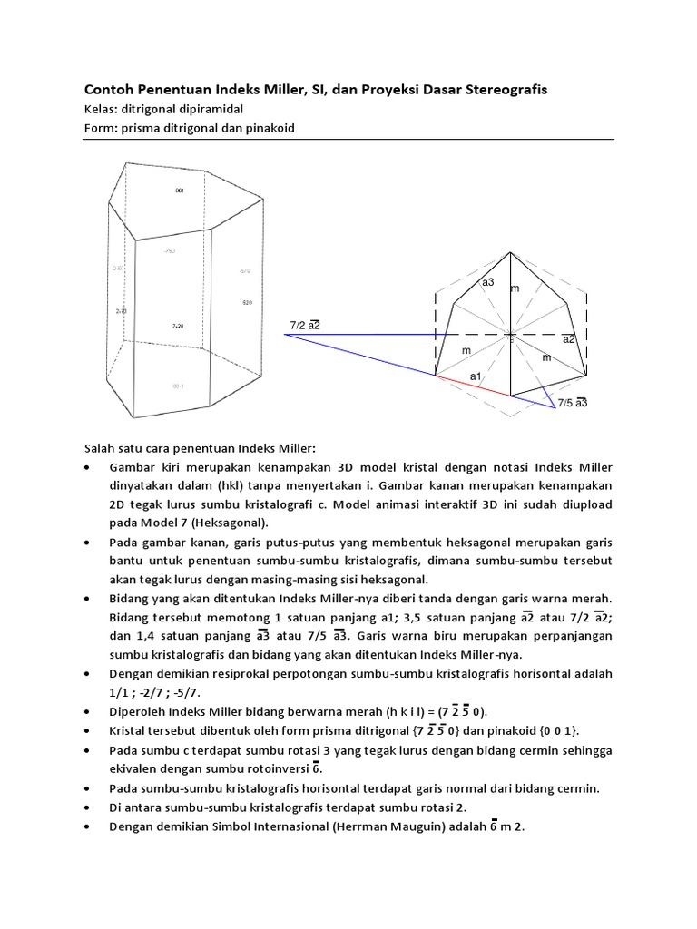 Contoh Penentuan Indeks Miller - Ditrigonal Dipiramidal | PDF
