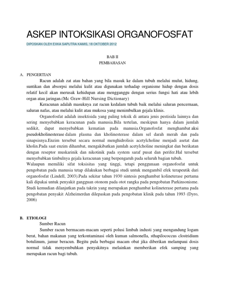 Askep Intoksikasi Organofosfat | PDF