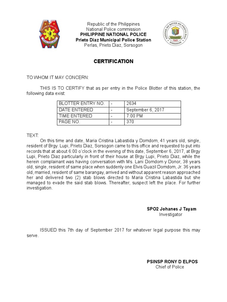 Cert. Blotter aTTEMPTED MURDER | PDF