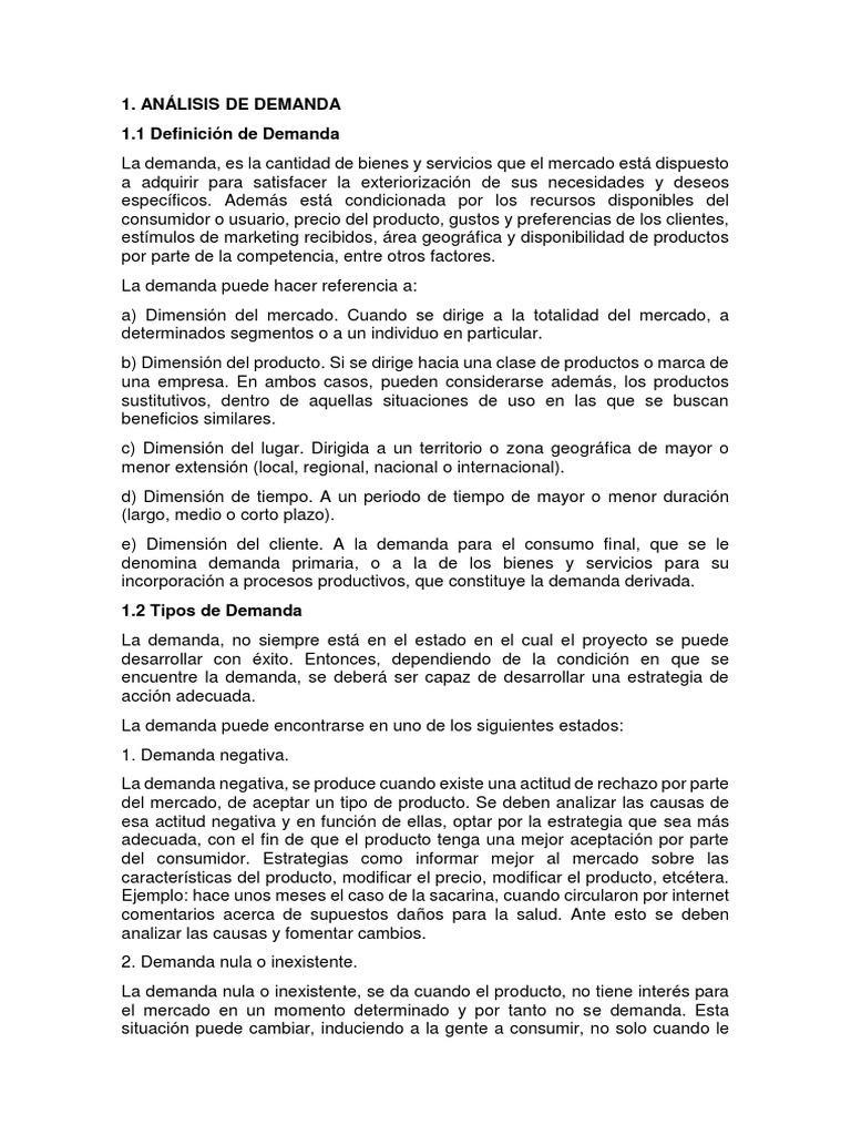 Analisis de La Demanda | PDF | Producto (Negocio) | Mercado (economía)