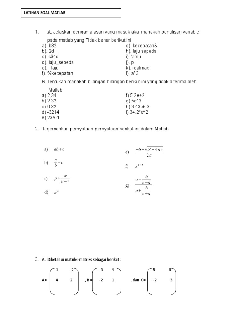 Latihan Matlab Uas | PDF