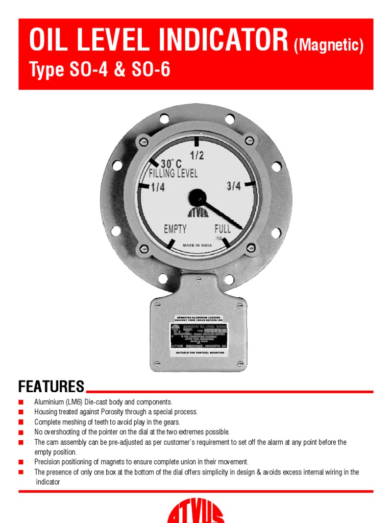 Magnetic Oil Level Indicator | PDF | Switch | Gear