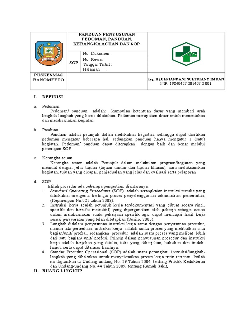 Ep 5 Sop Panduan Penyusunan Pedoman, Panduan, Kerangka Acuan Dan Sop | PDF