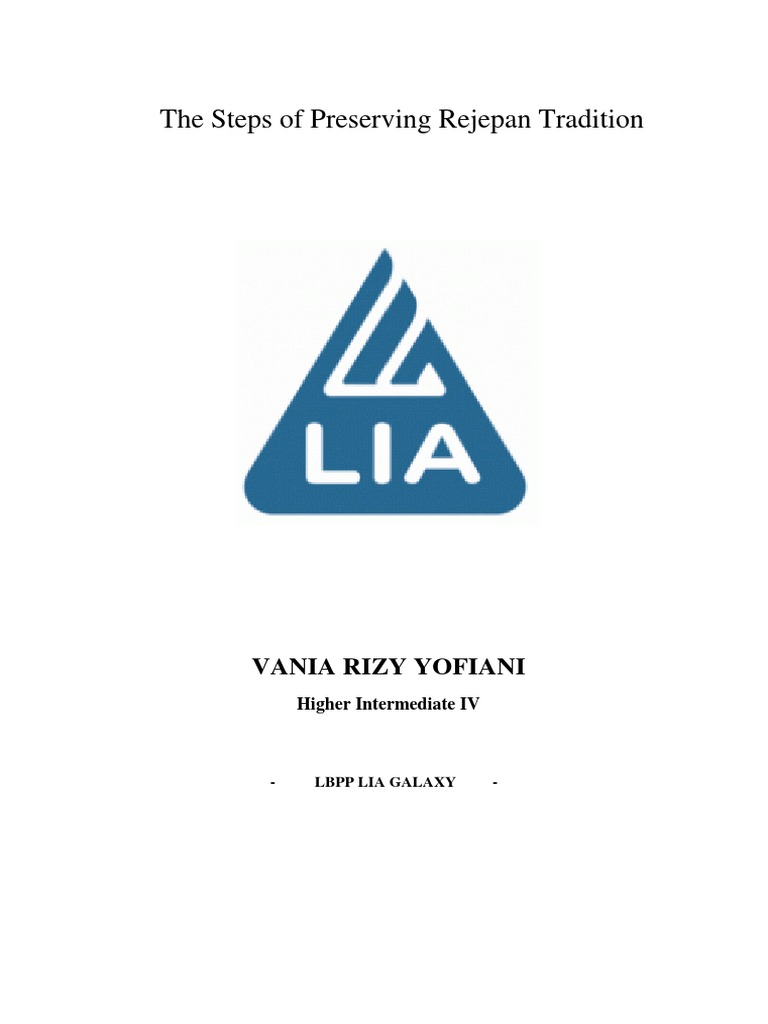 The Steps of Preserving Rejepan Tradition: Vania Rizy Yofiani | PDF