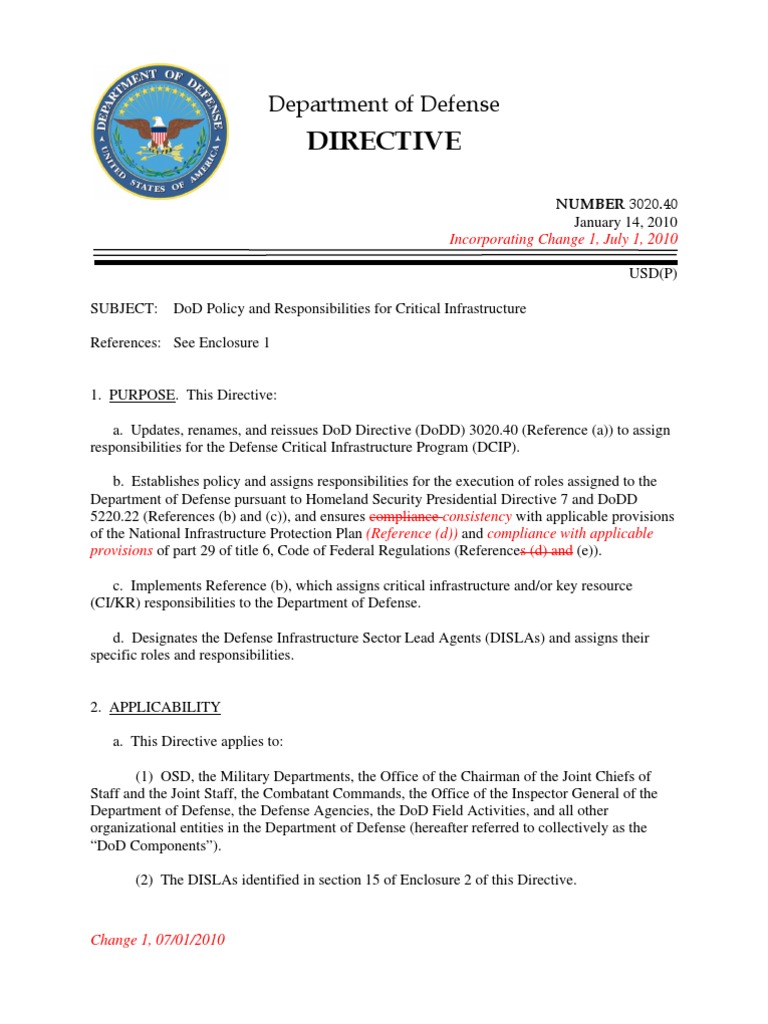 DoD Policy and Responsibilities for Critical Infrastructure | Joint ...