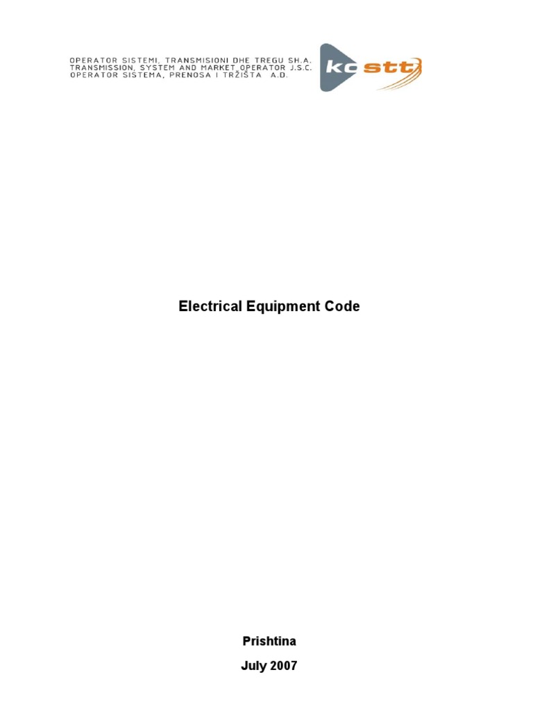 Electrical Equipment Code Overview | PDF | Electrical Substation ...