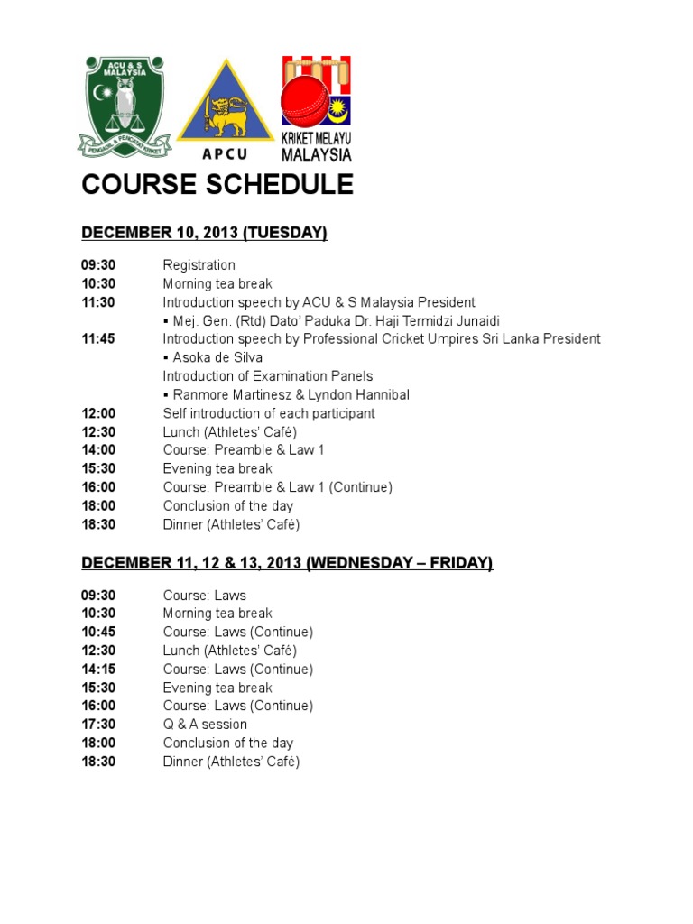 Course Schedule 2013 | PDF