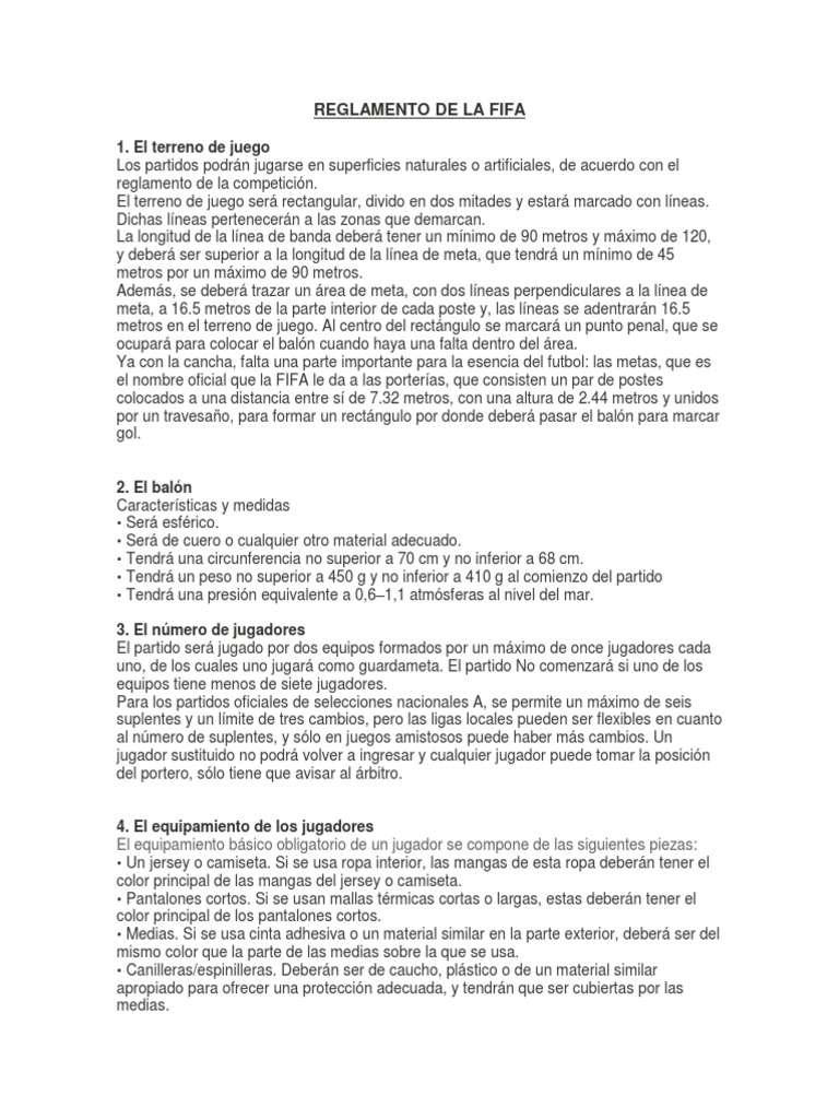 Reglamento de La Fifa | PDF | Deportes | Asociación de Futbol