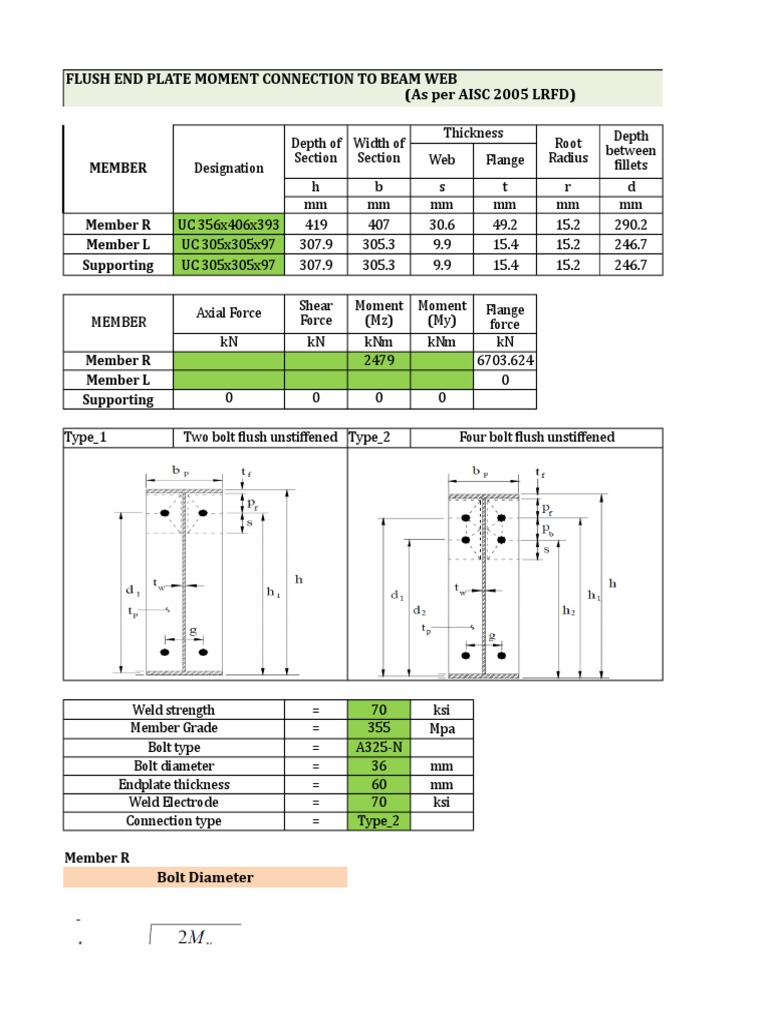 3_flush End Plate Moment Conn to Beam Web | Screw | Solid Mechanics