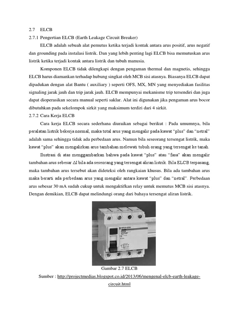 Fungsi dan Pengertian ELCB Listrik | PDF