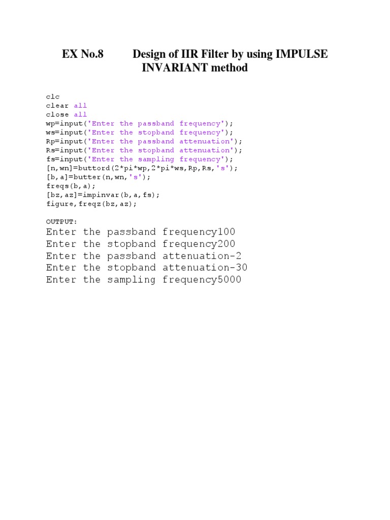 Designing an IIR Filter Using the Impulse Invariant Method | PDF | Digital Signal Processing ...