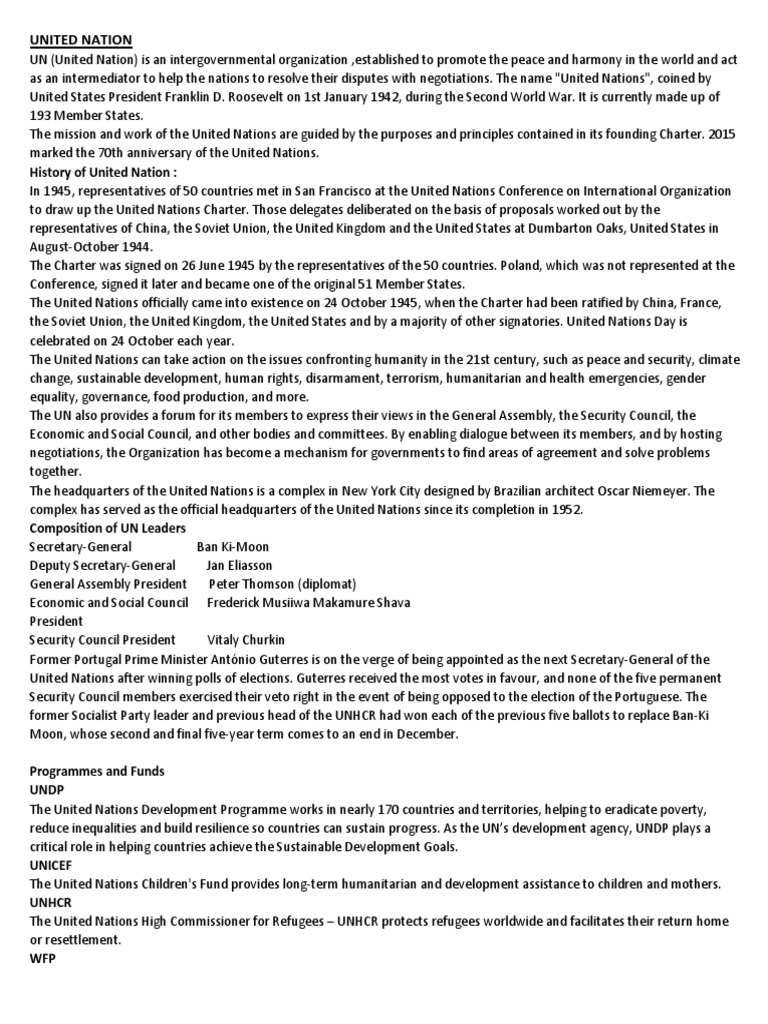 United Nation | Download Free PDF | United Nations | International ...